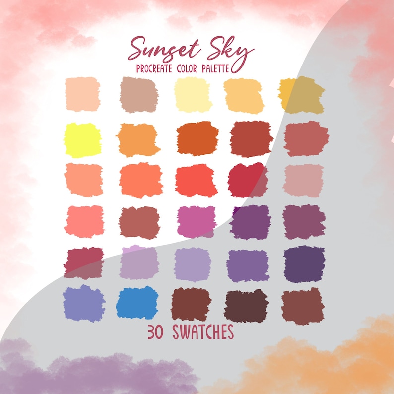 Procreate Sunset Sky Color Palette Digital Download Swatch | Etsy
