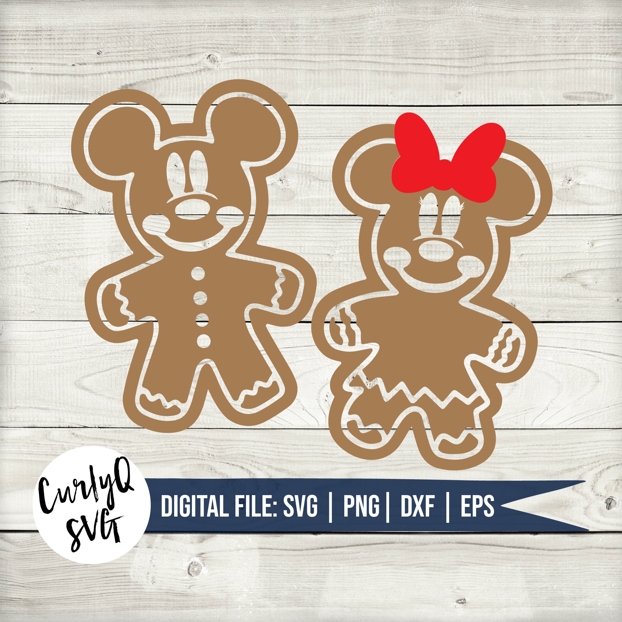 SVG Christmas Mickey Minnie Gingerbread Cookie Holiday - Etsy
