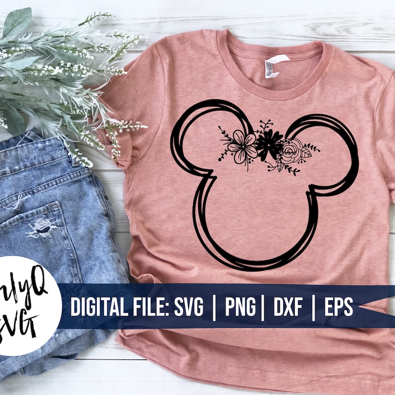Mickey Floral Svg - Etsy