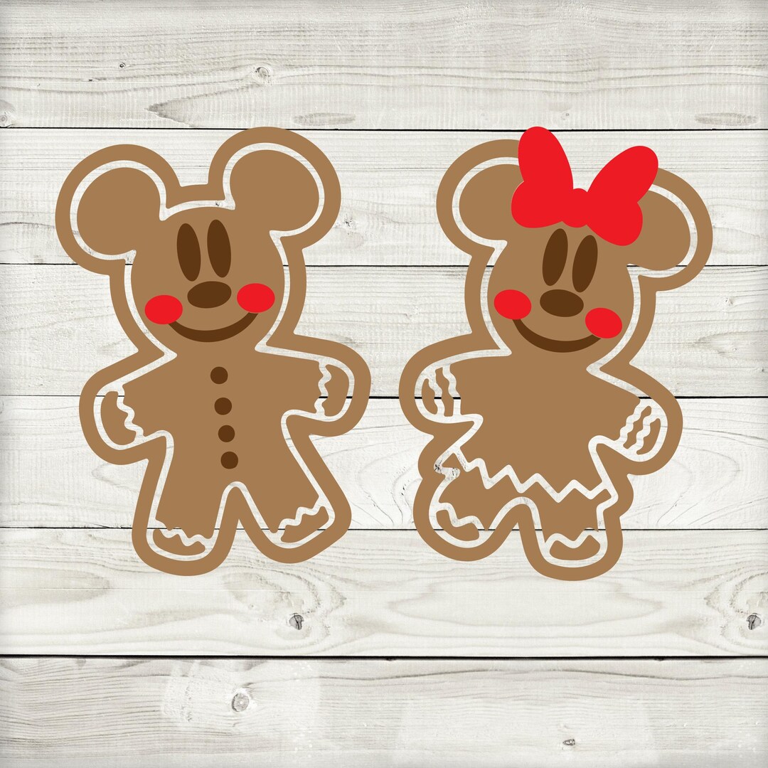 Mickey and Minnie Gingerbread, SVG, PNG, Digital, Cut File, Silhouette ...