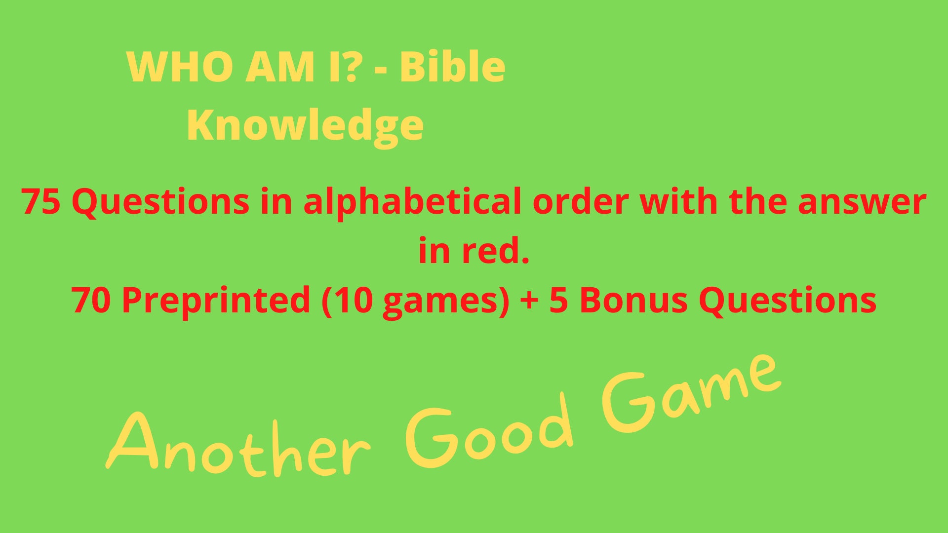 Who Am I - People in the Bible - Bingo Game and a Question and Answer ...