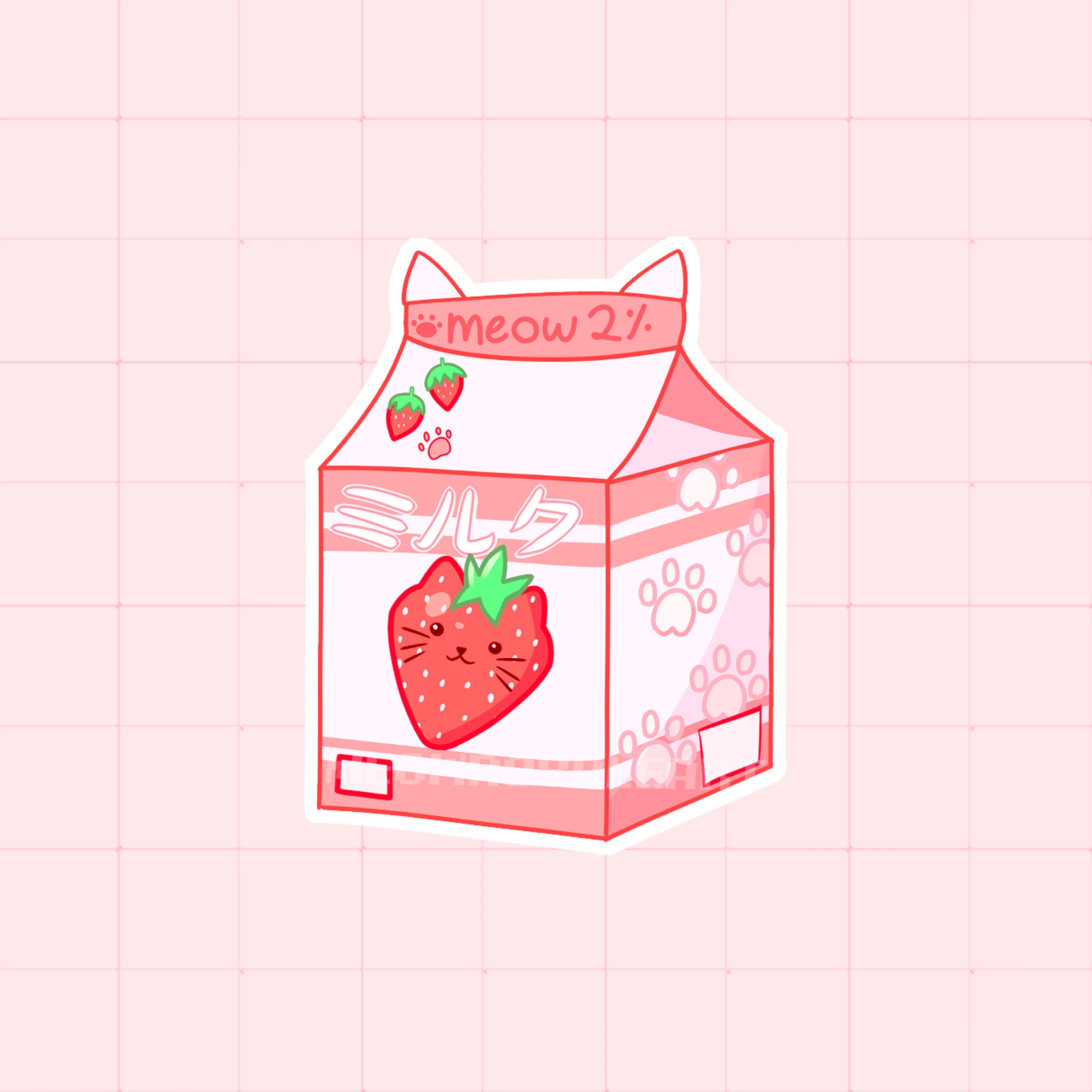 Strawberry Milk Sticker Strawberry Milk Carton Sticker Cute Sticker ...