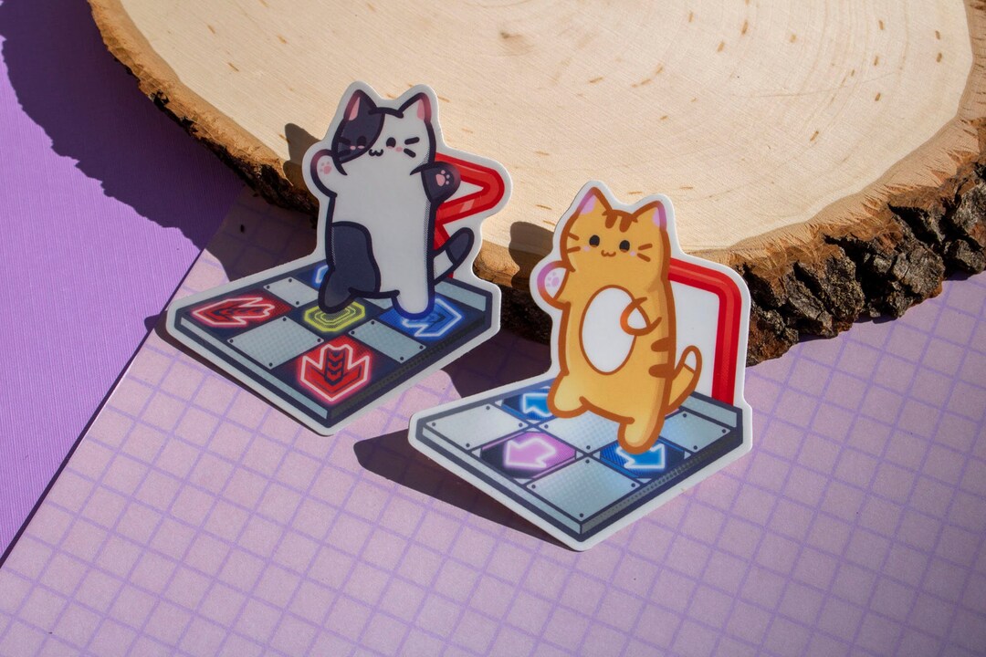 Dancing Rhythm Game Cat Sticker/ DDR/ Pump It Up - Etsy