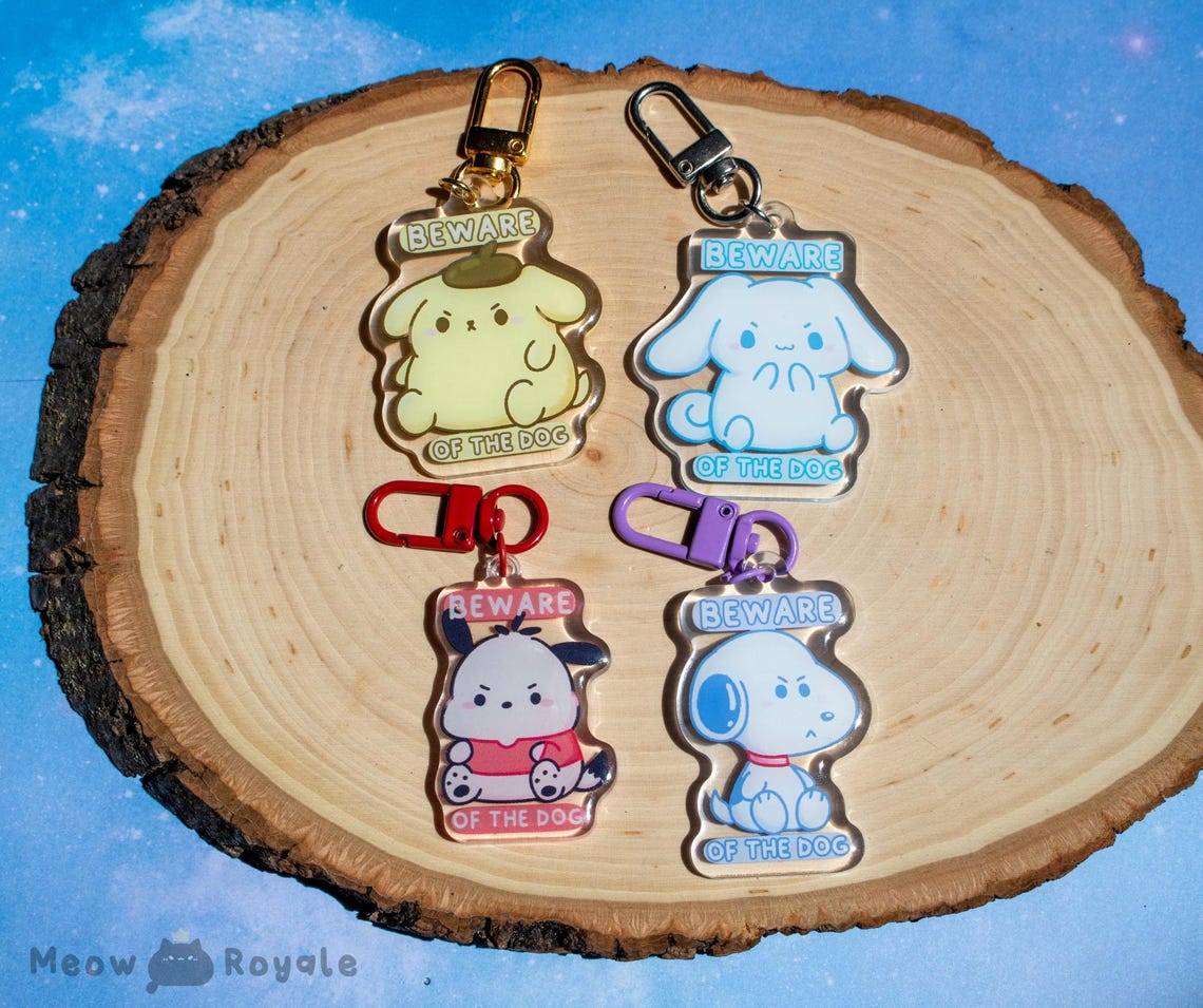 Kawaii Beware of the Dog Keychains - Etsy