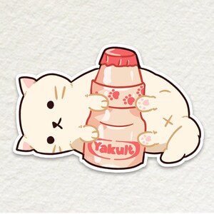 Cat With Asian Drinks Stickers/bubble Tea/ Soju/yakult/ramune/boba/yogurt/kawaii/cute - Etsy