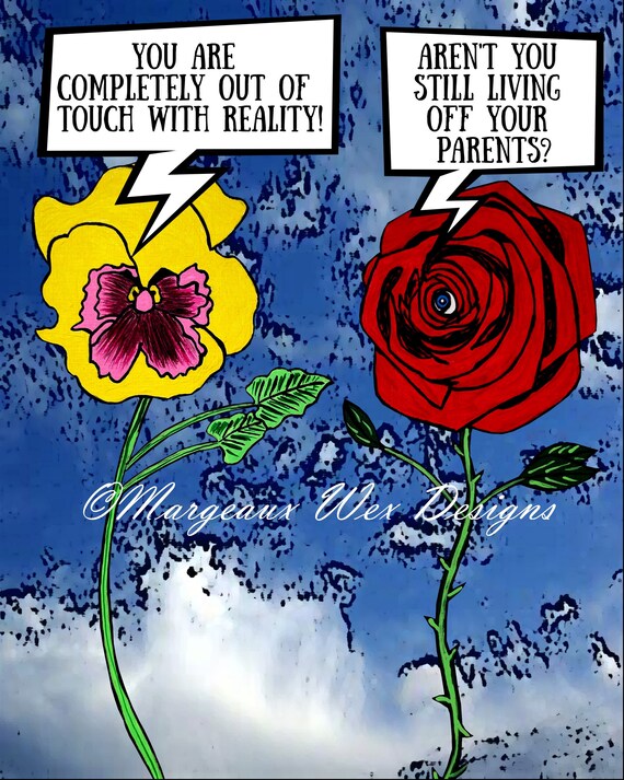 Floral Debate Home Decor Art Print Flower Comedy Humor by | Etsy