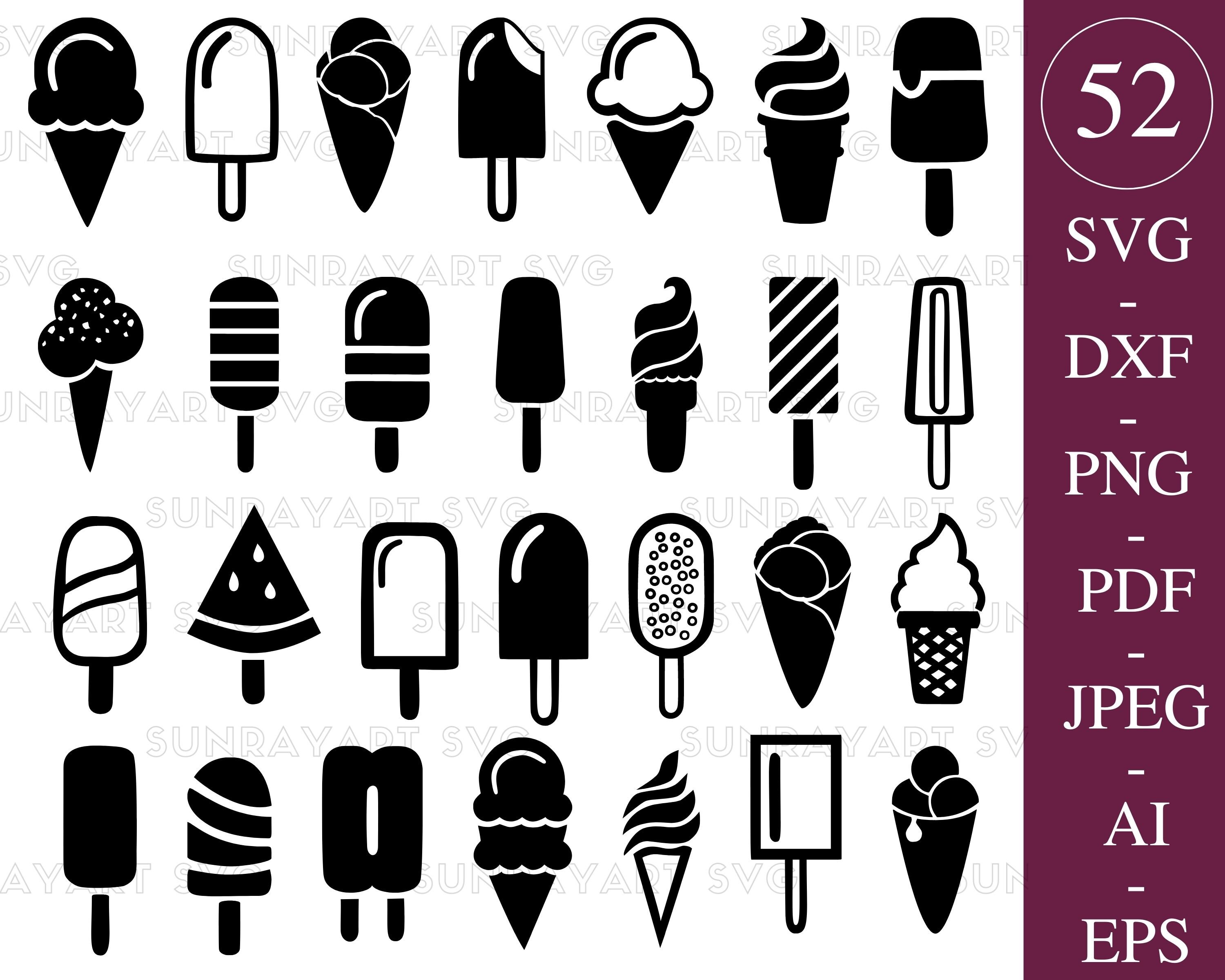 Ice Cream Svg Files for Cricut, 52 Dessert Clipart Popsicles Png, Food ...