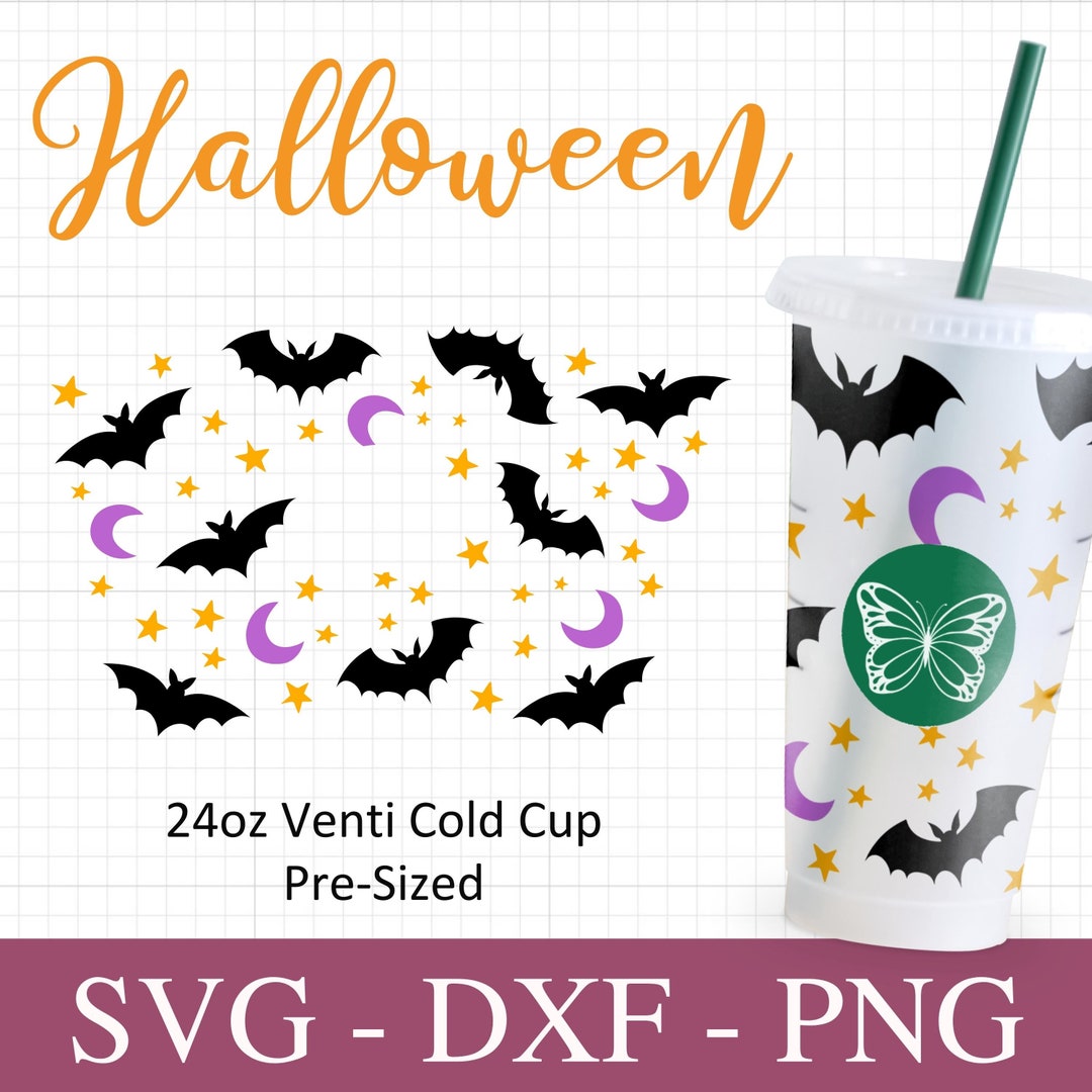 Halloween Bat 24 Oz Venti Cold Cup Design Bats Svg Files for Cricut ...