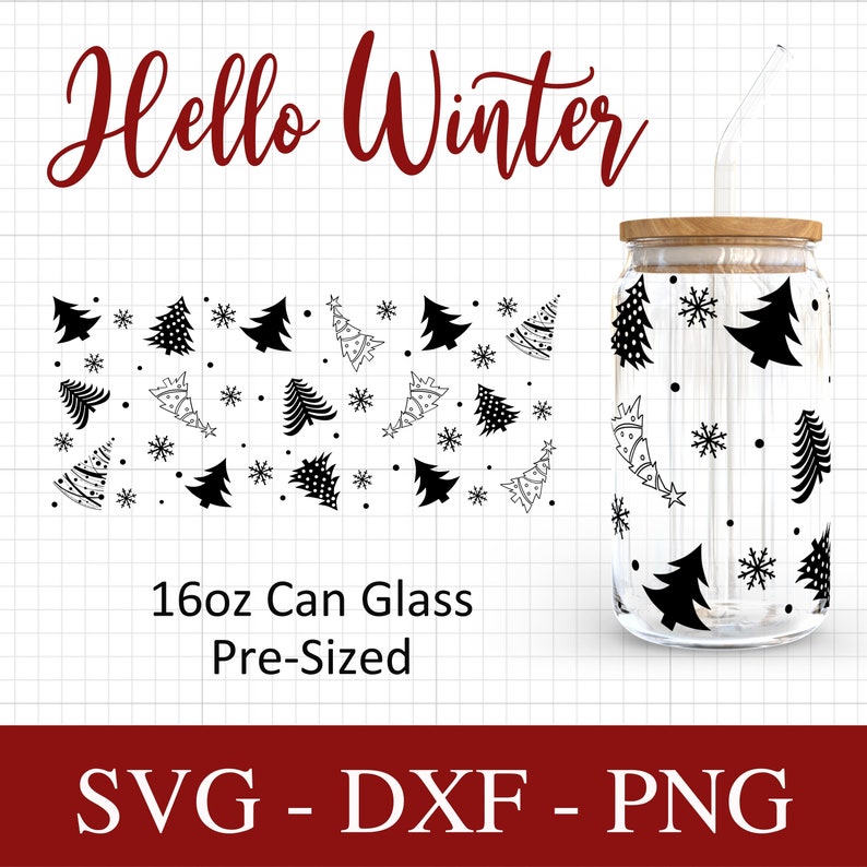 16 Oz Christmas Can Glass Svg I Bundle Snowflake Can Glass Svg I Svg ...