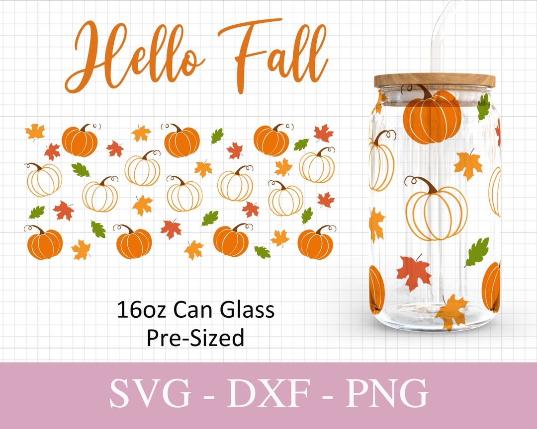 16oz Fall Can Glass Svg I Svg Files for Cricut I Autumn Wrap SVG I ...