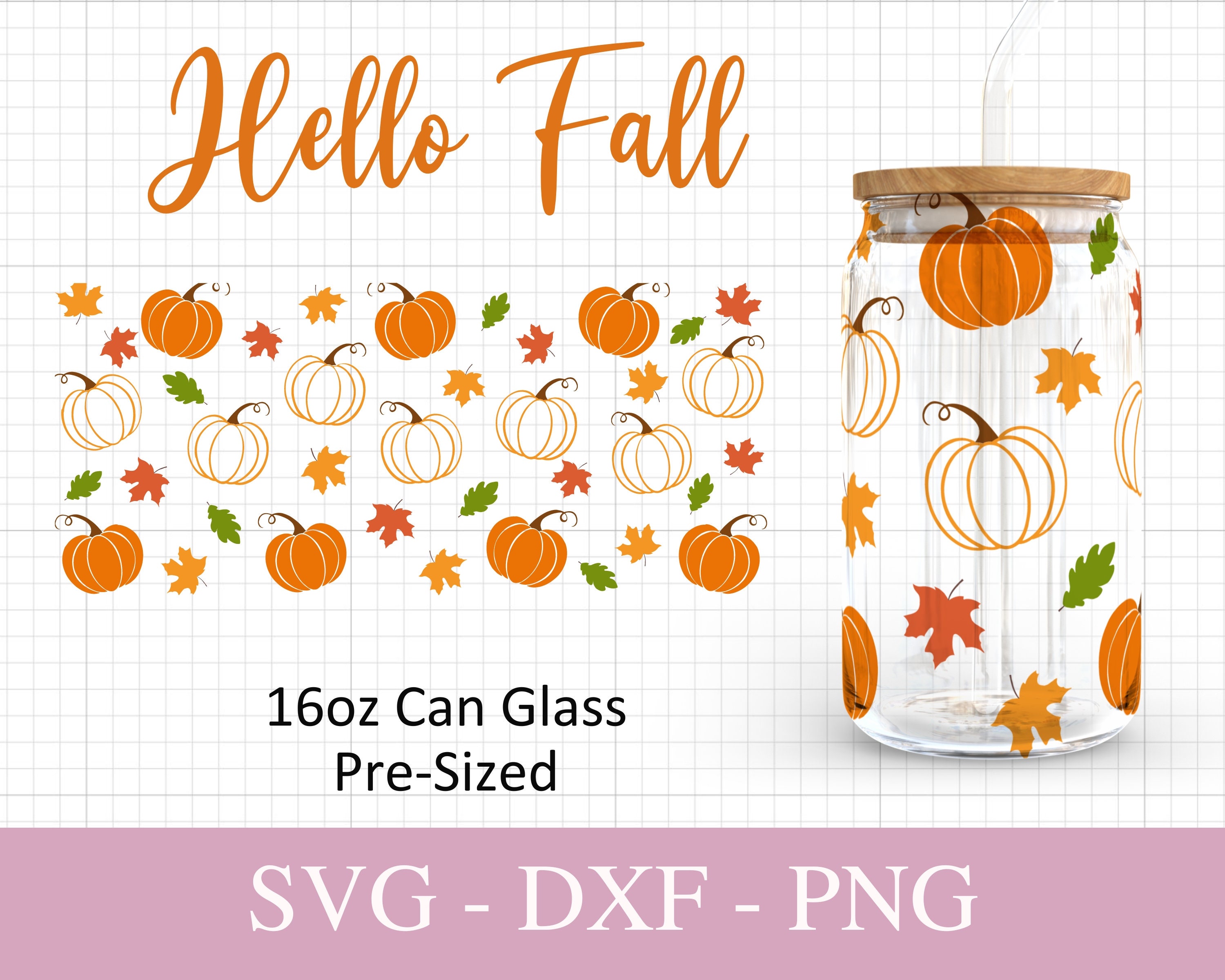 16oz Fall Can Glass Svg I Svg Files for Cricut I Autumn Wrap - Etsy