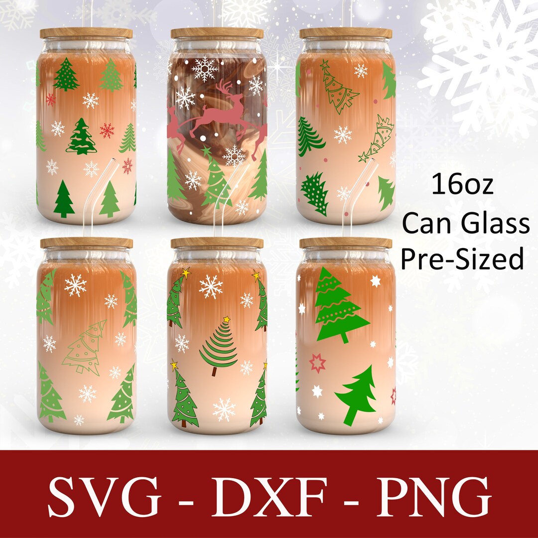 16 Oz Christmas Can Glass Svg I Bundle Snowflake Can Glass Svg I Svg ...