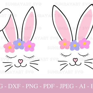 Bunny SVG Files for Cricut, Easter SVG Bundle, Bunny Face Png Dxf Pdf ...