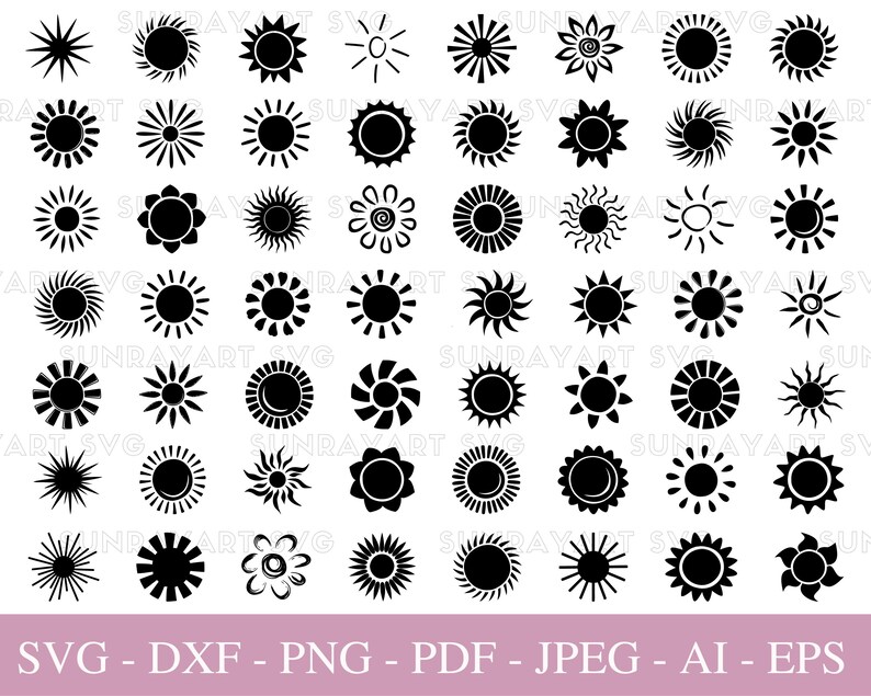 56 Sun SVG Files for Cricut, Sun SVG Bundle, Sun Png Dxf Pdf, Sun ...