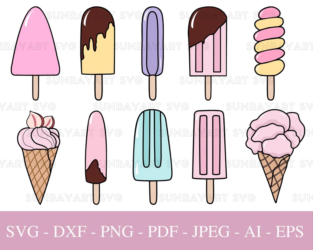 Ice Cream Svg Files for Cricut, Popsicle PNG , Cute Food Svg Bundle ...