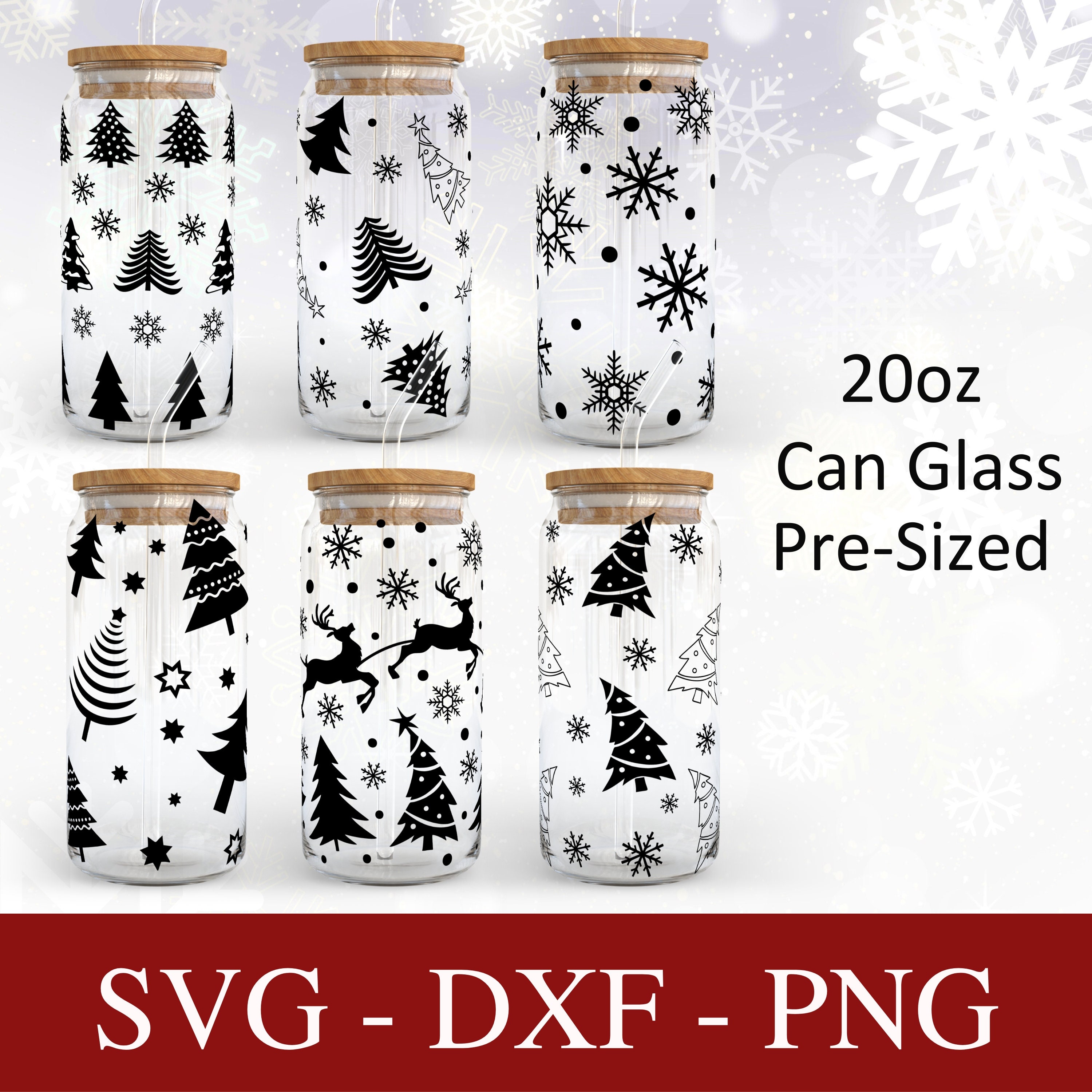 20 Oz Christmas Can Glass Svg I Bundle Snowflake Can Glass Svg I Svg ...