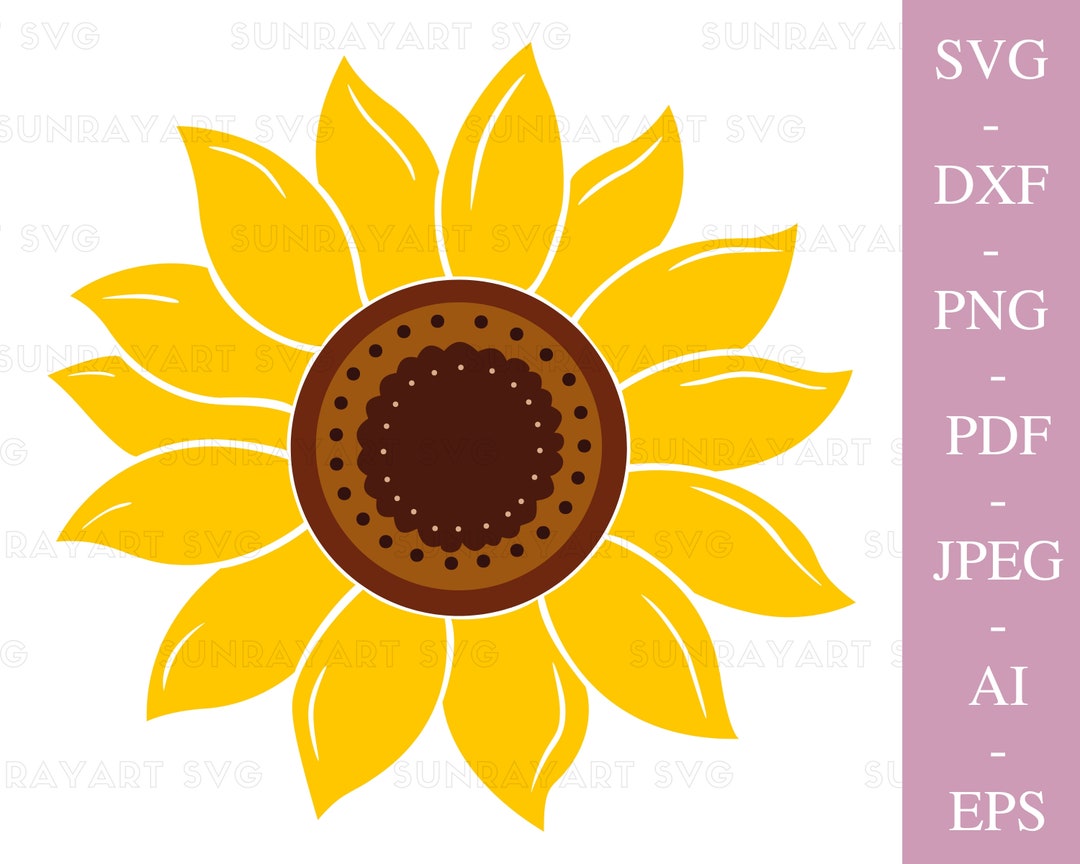Sunflower SVG Files for Cricut, Flower Clipart PNG , DXF Cut File ...