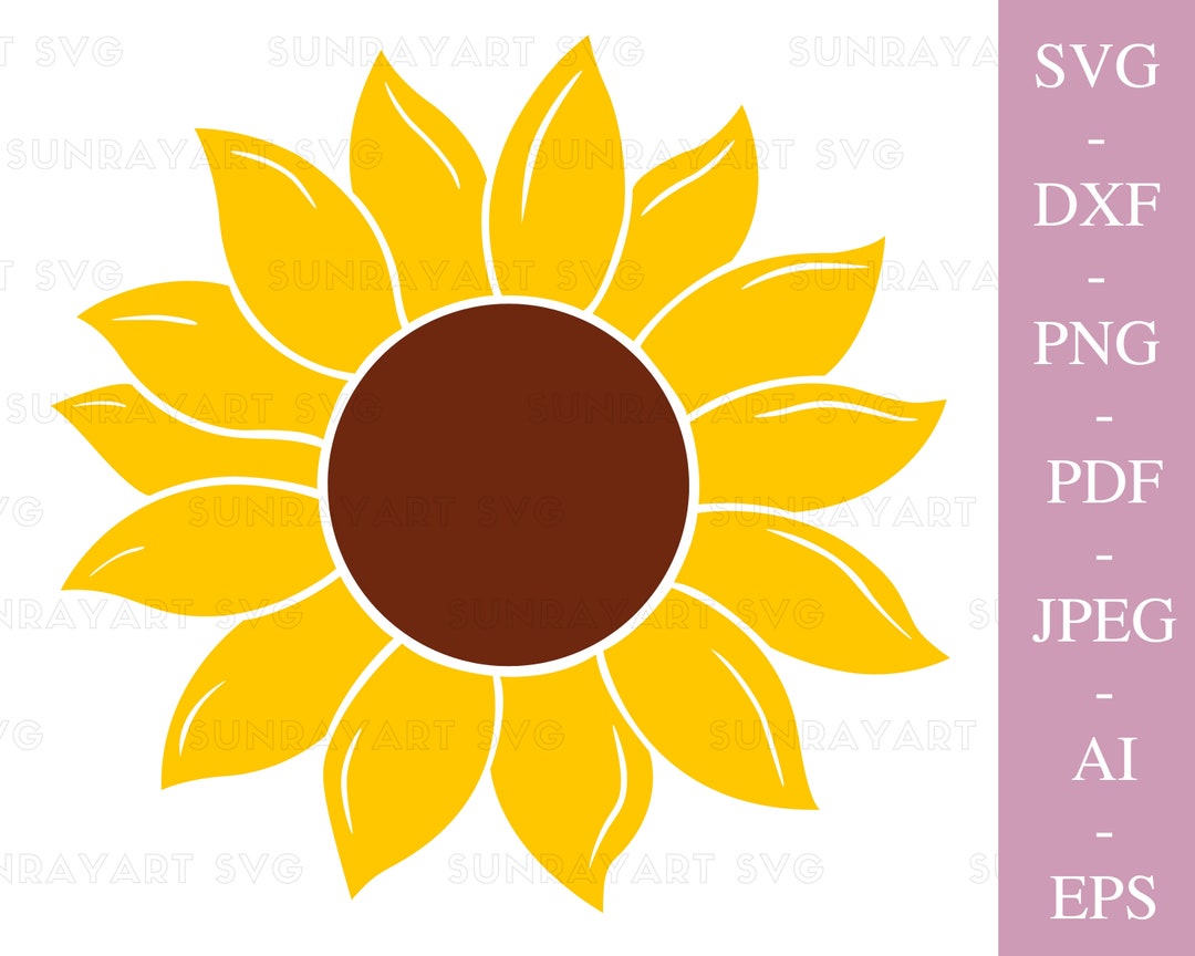 Sunflower SVG Files for Cricut, Flower Clipart PNG , DXF Cut File ...
