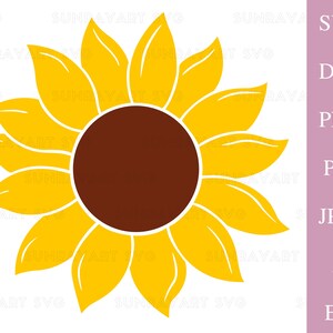 Sunflower SVG Files for Cricut, Flower Clipart PNG , DXF Cut File ...