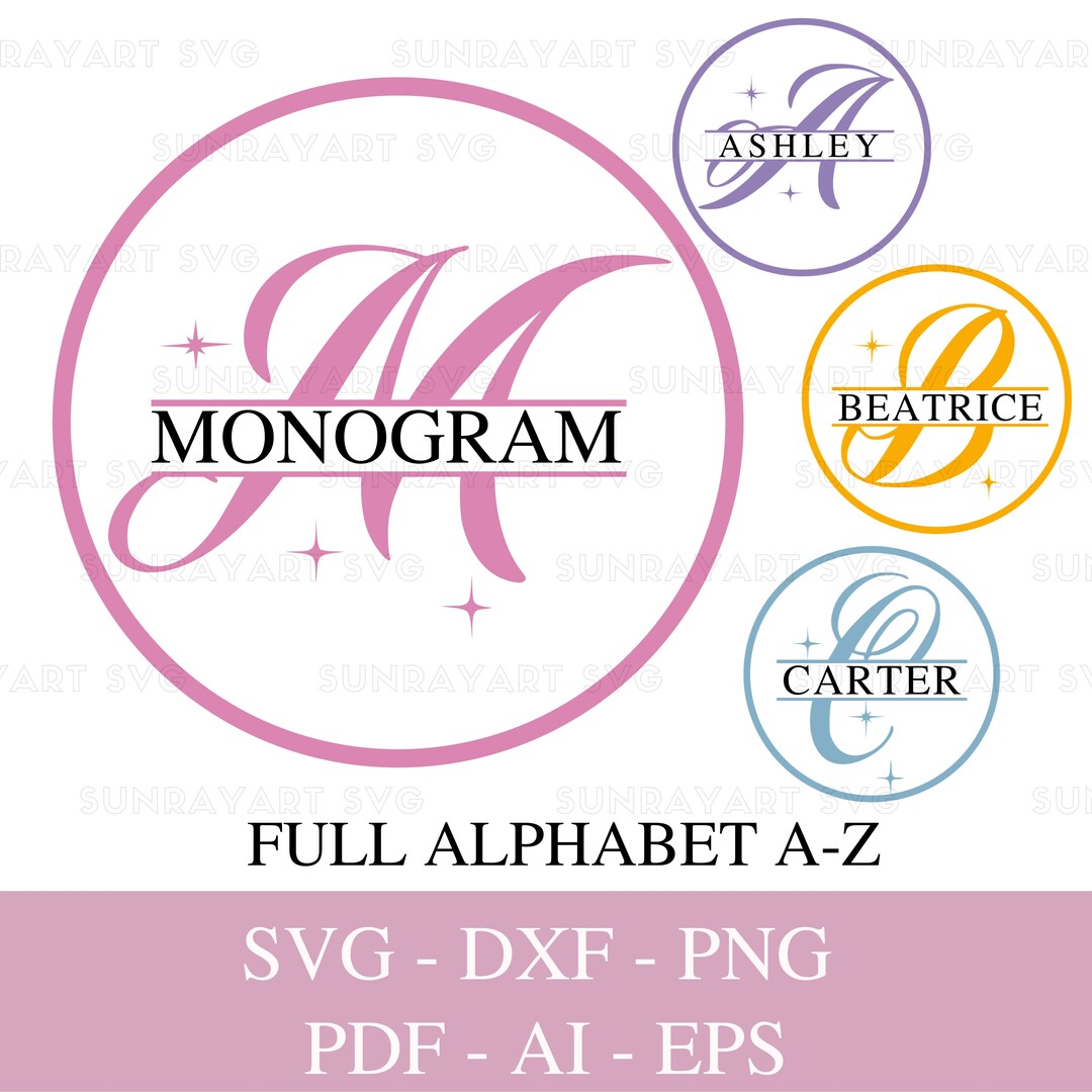 Keychain Monogram Svg Files for Cricut, Split Monogram Svg, Alphabet ...