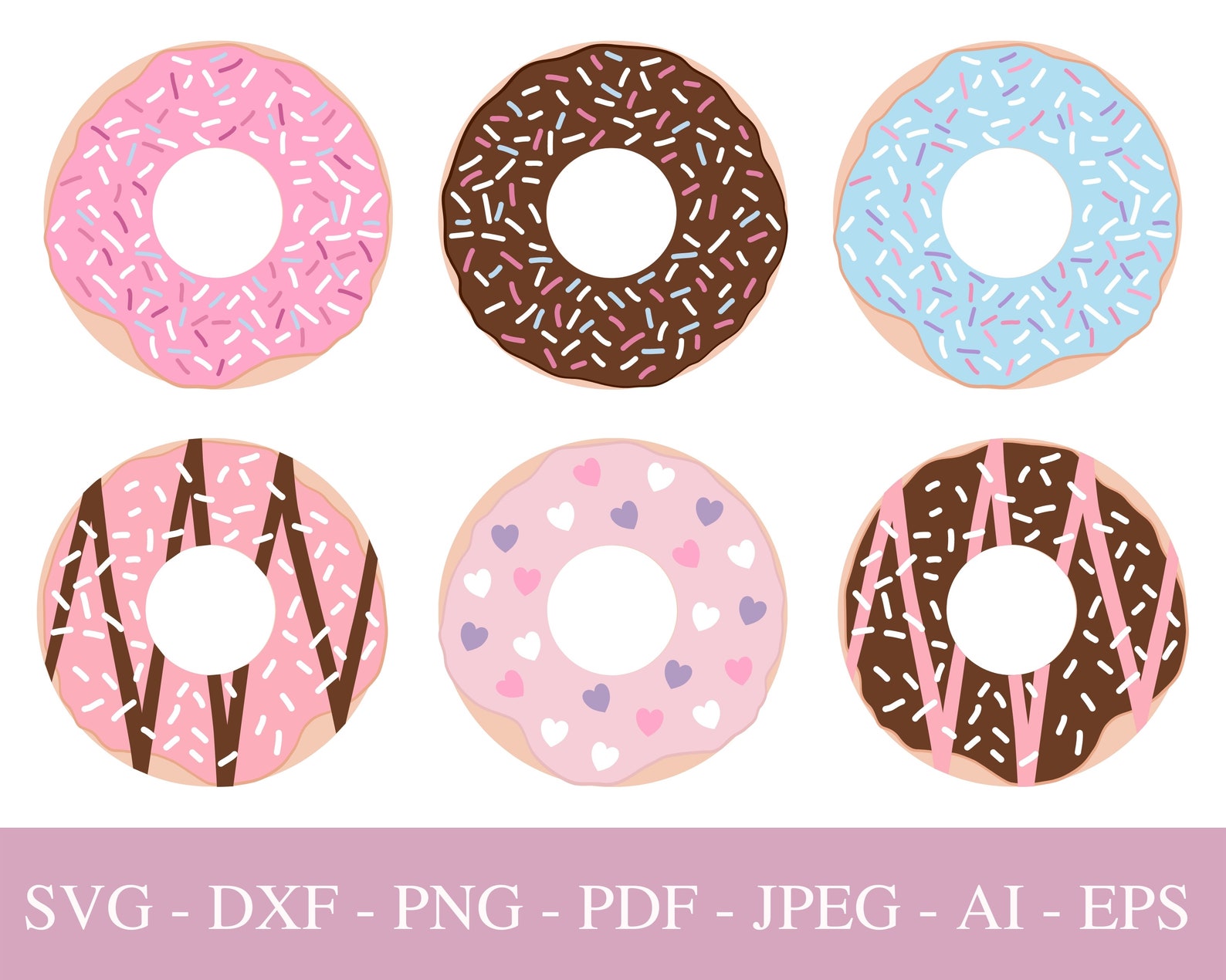 Donuts SVG Files for Cricut, Donut Png Dxf Pdf, Donuts Clipart SVG Cut ...