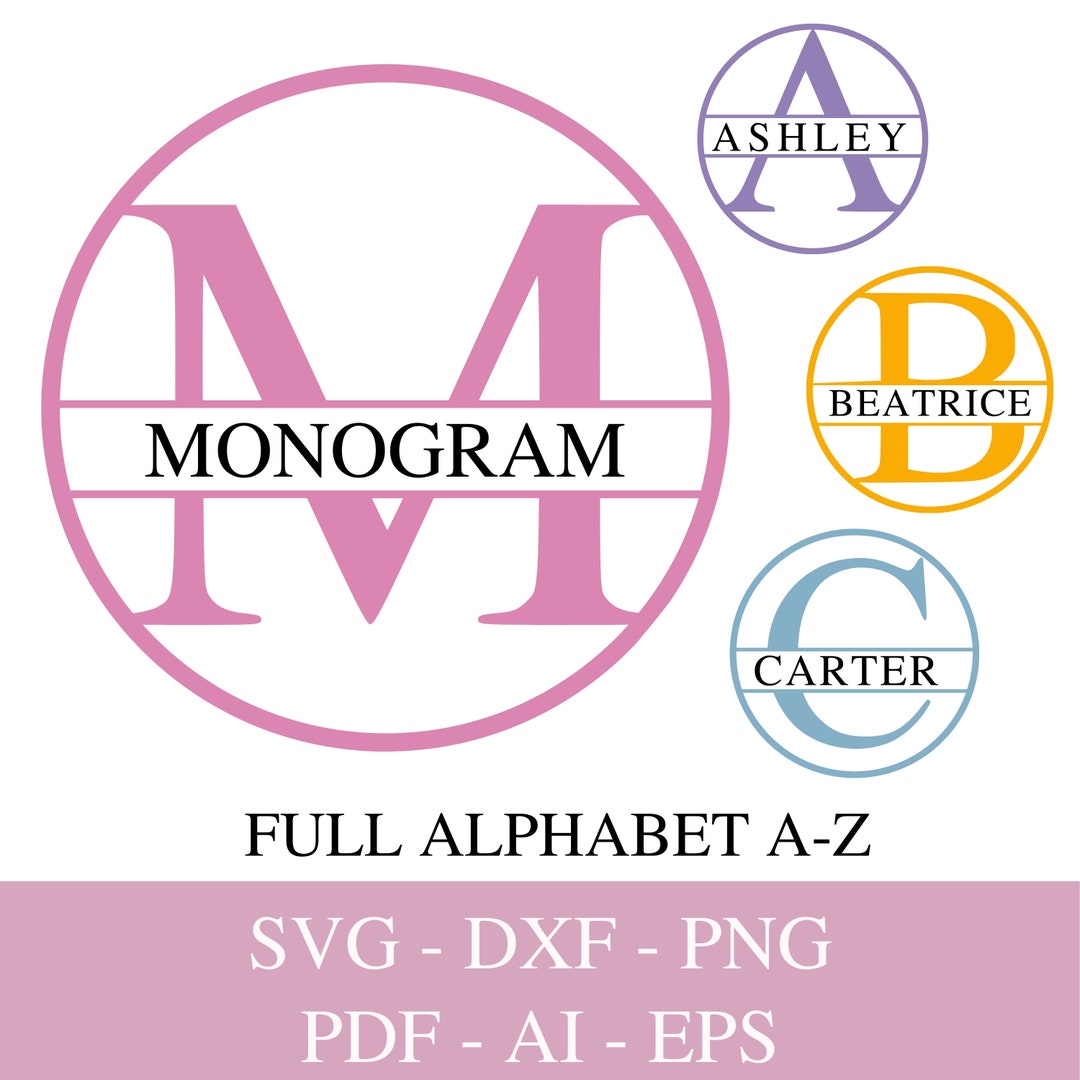 Keychain Monogram Svg Files for Cricut, Split Monogram Svg, Alphabet ...