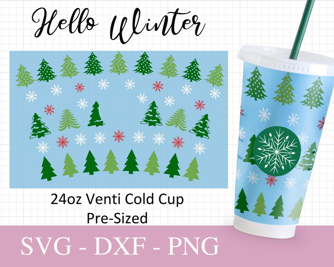 Christmas Wrap Cup Svg, 24oz Venti Cold Cup, Popular Svg, Winter Files ...