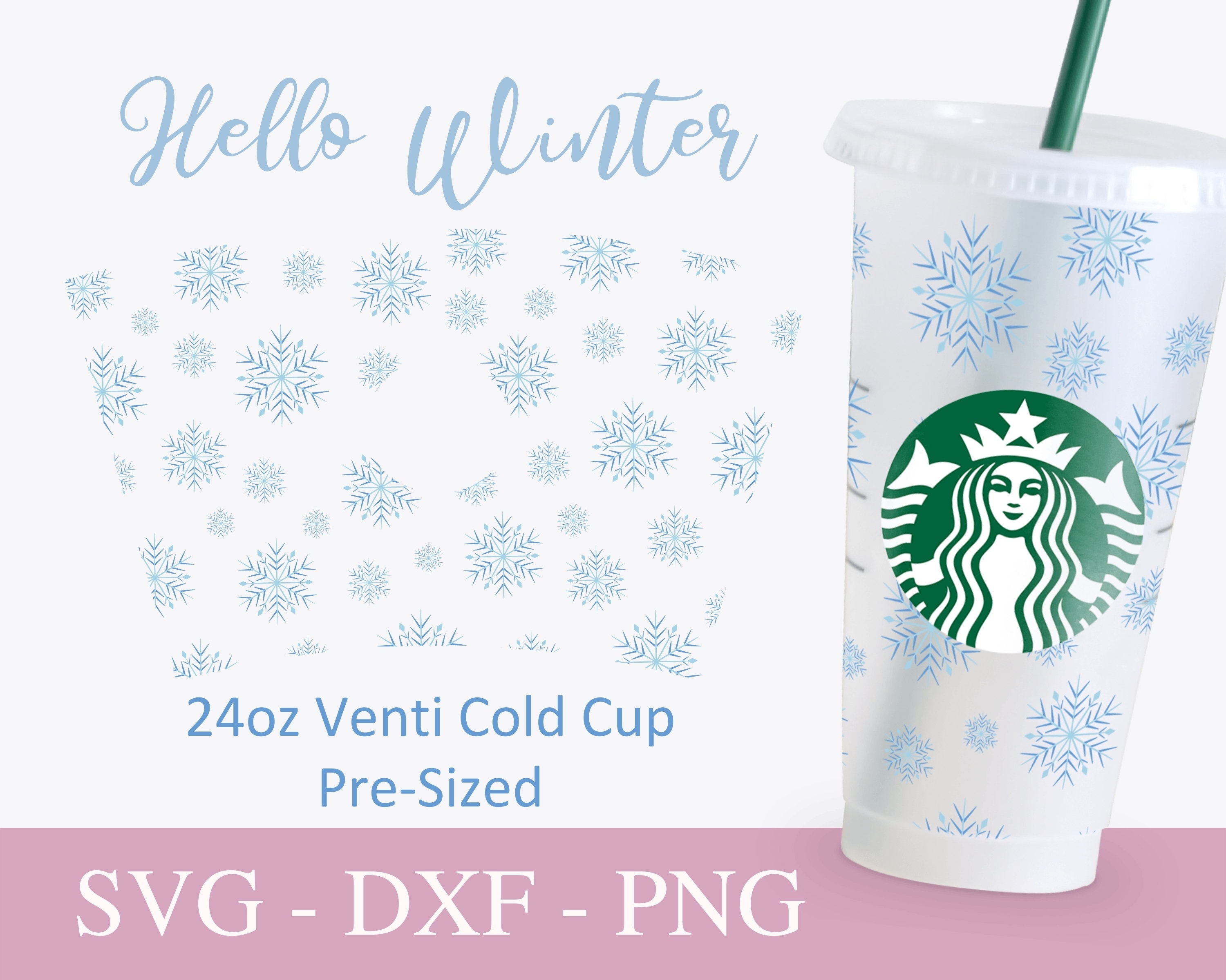 Snowflakes Starbucks Cup Svg, Winter Starbucks Cup Svg Files for Cricut ...