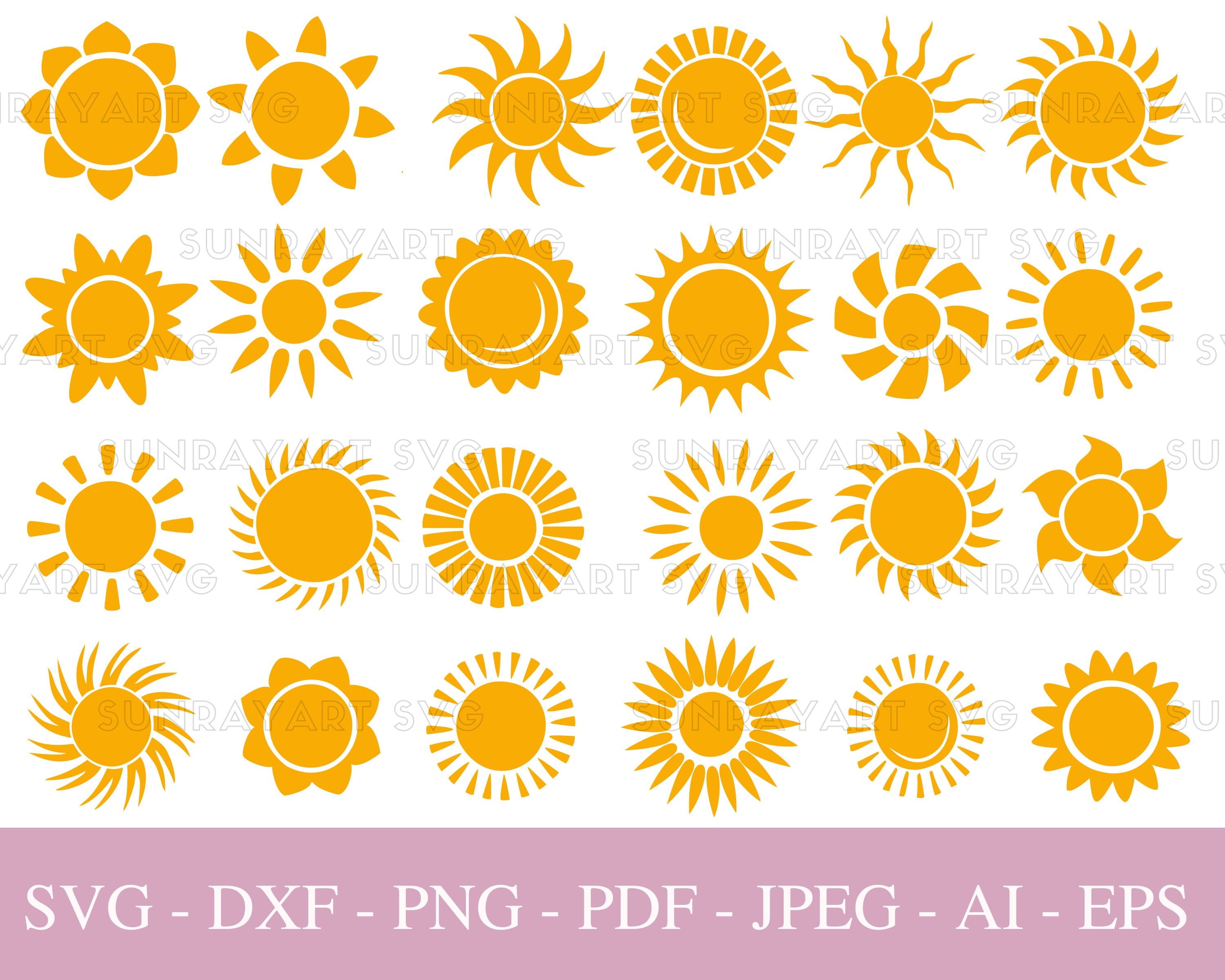 24 Sun SVG Files for Cricut Sun SVG Bundle Sun Png Dxf Pdf - Etsy Australia
