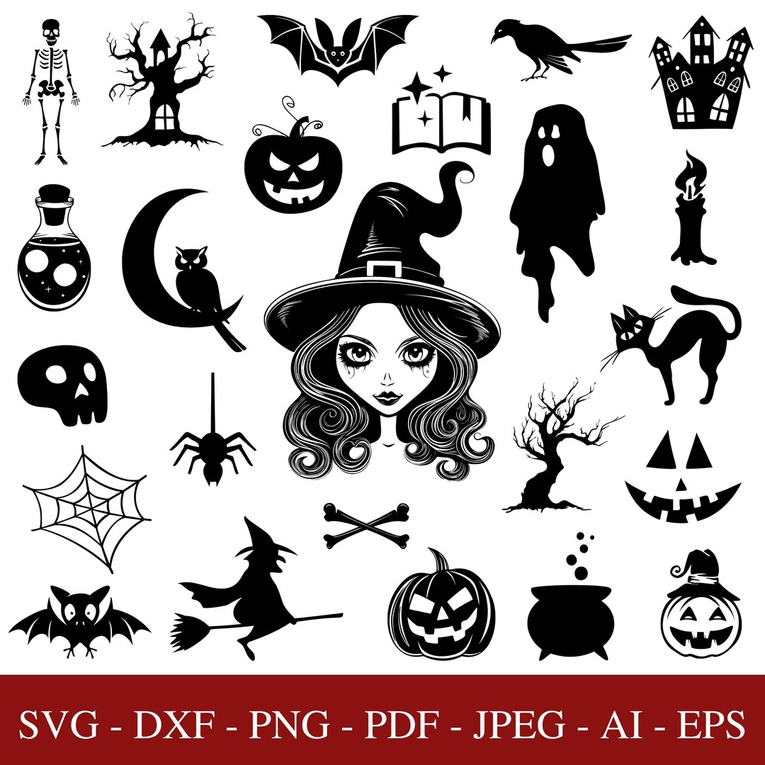 Halloween SVG Files for Cricut, Pumpkin PNG , Skeleton Svg, Witchy Svg ...