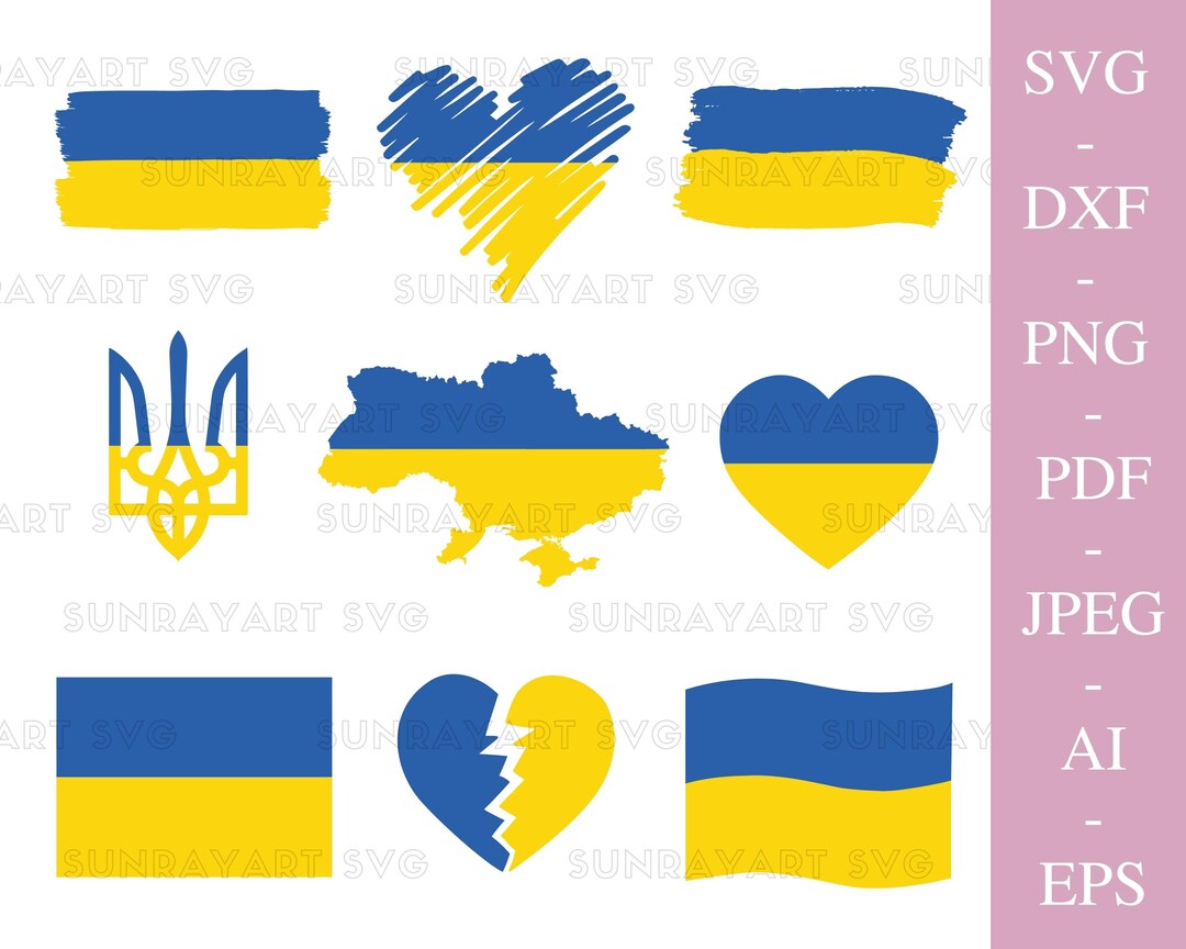 Ukraine Bundle SVG Files for Cricut, Ukraine Flag PNG, Heart, Stand ...