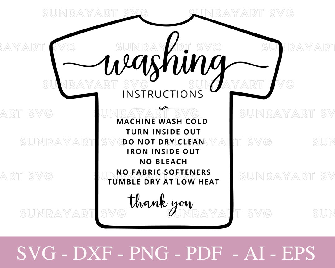 Svg Washing Care Card Instructions, Shirt SVG Files for Cricut, Shirt ...