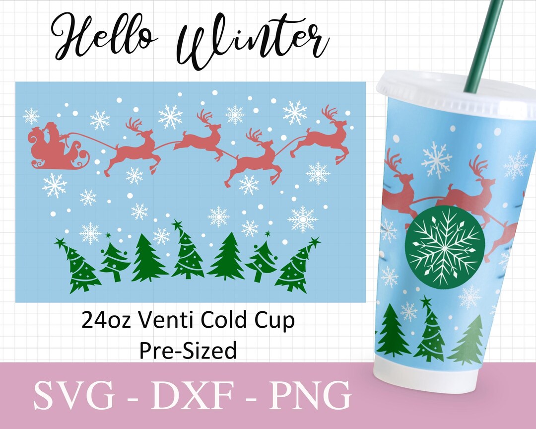 Christmas Wrap Cup Svg, 24oz Venti Cold Cup, Popular Svg, Winter Files ...