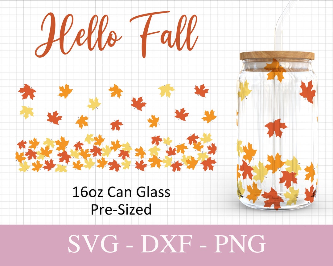 16oz Fall Can Glass Svg I Svg Files for Cricut I Autumn Wrap SVG I ...