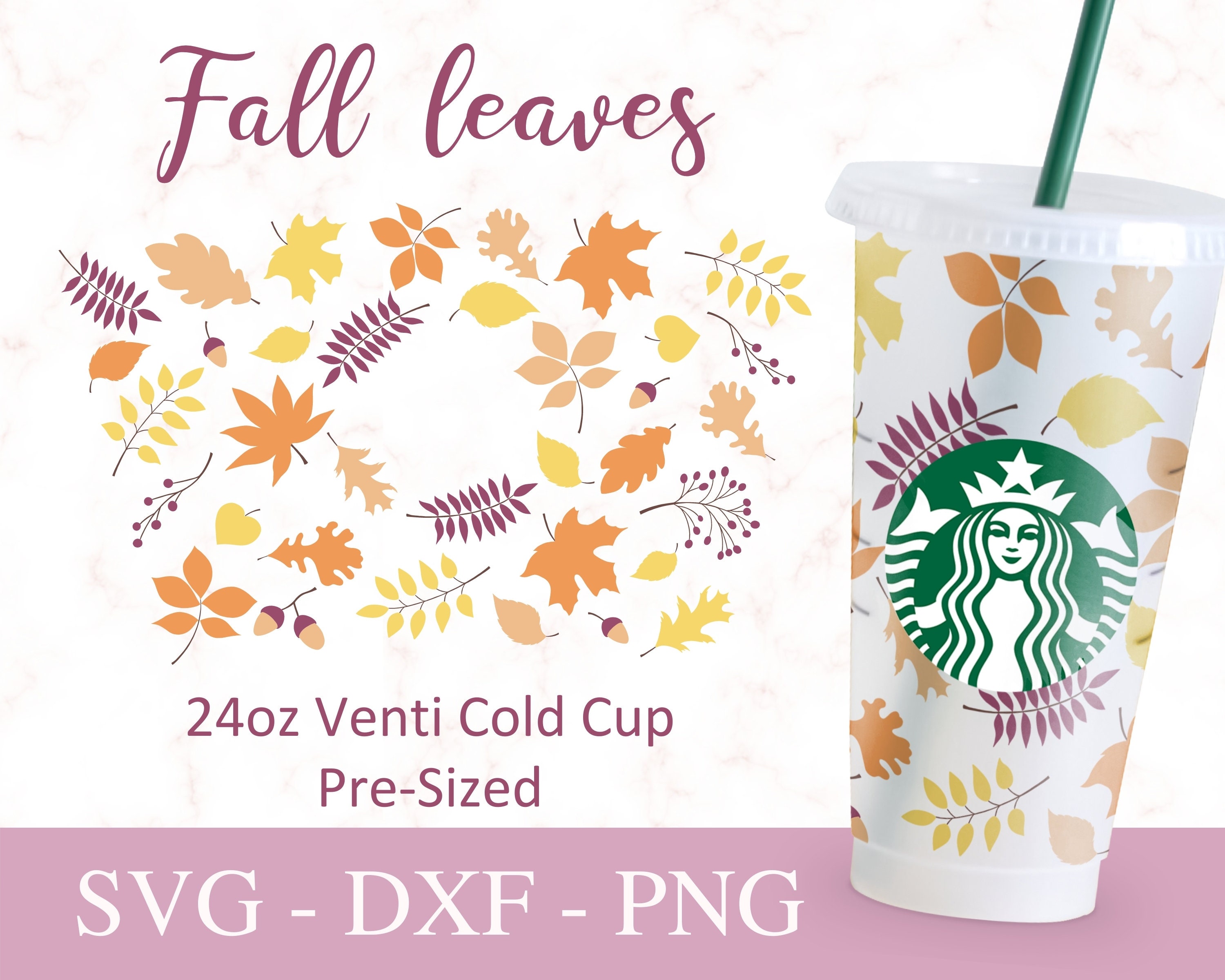 Drawing & Illustration Fall Leaves Autumn Starbucks Cup Full Wrap ...