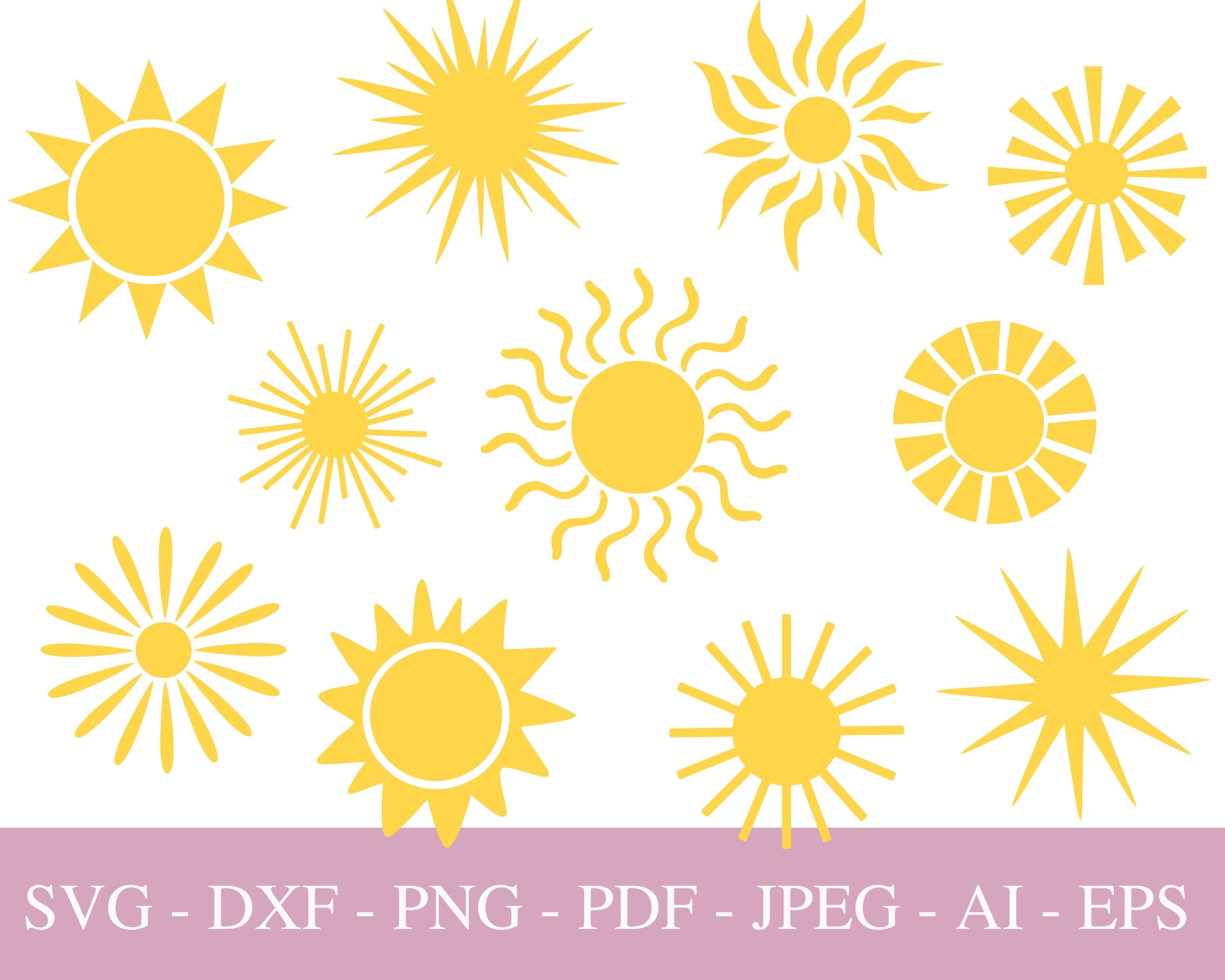 Sun Svg Files For Cricut Sun Svg Bundle Sun Png Dxf Pdf Sun Etsy Uk