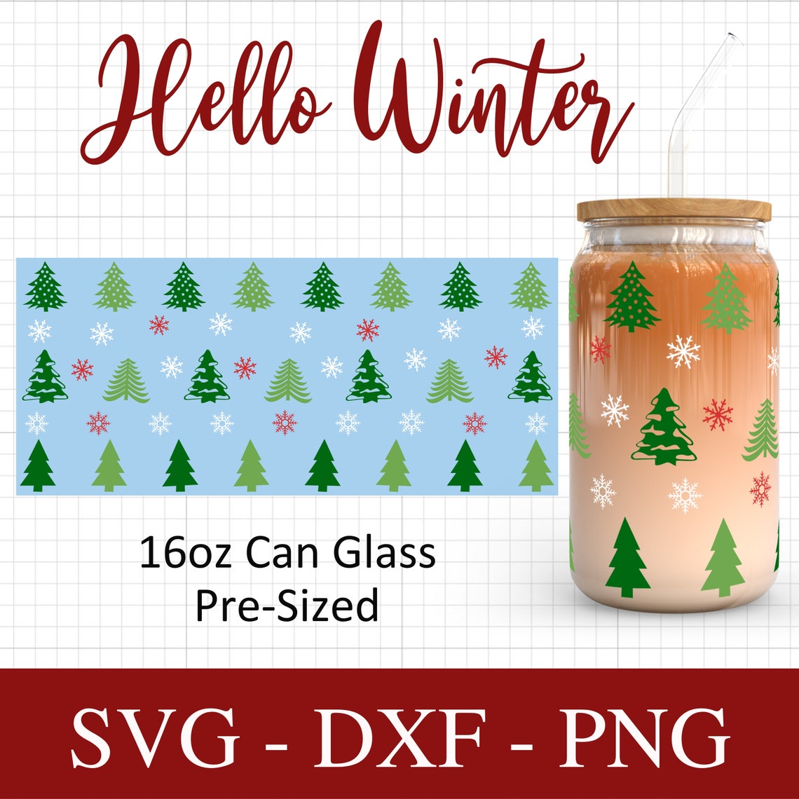 16oz Christmas Libbey Glass I Svg Files for Cricut, Snowflake Svg Can ...