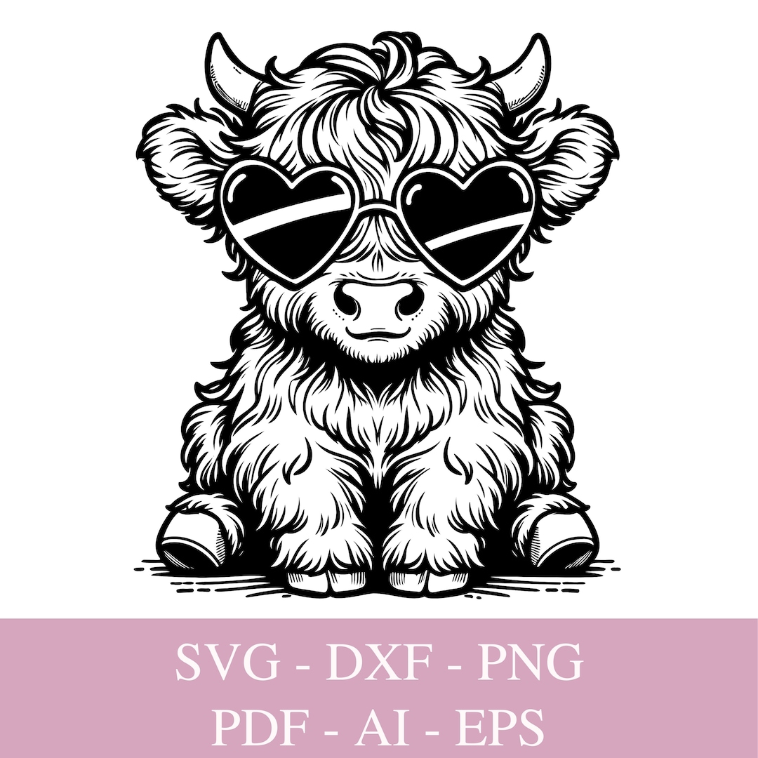 Cute Highland Cow Svg Files for Cricut, Valentines Day Svg, Cow With ...