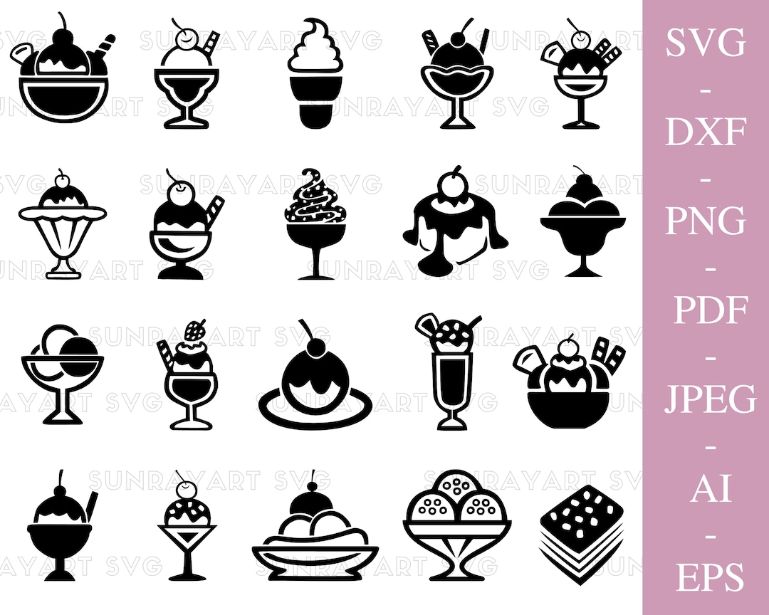 Ice Cream Svg Files for Cricut, 20 Dessert Clipart Popsicles Png, Food ...