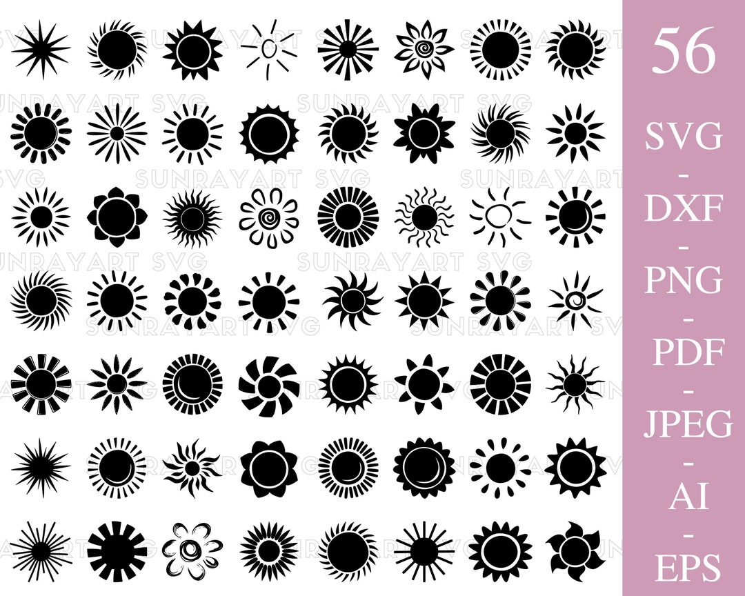 56 Sun SVG Files for Cricut, Sun SVG Bundle, Sun Png Dxf Pdf, Sun ...