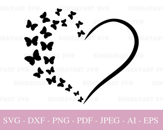 Heart Svg Files for Cricut Valentines Heart With Butterfly - Etsy