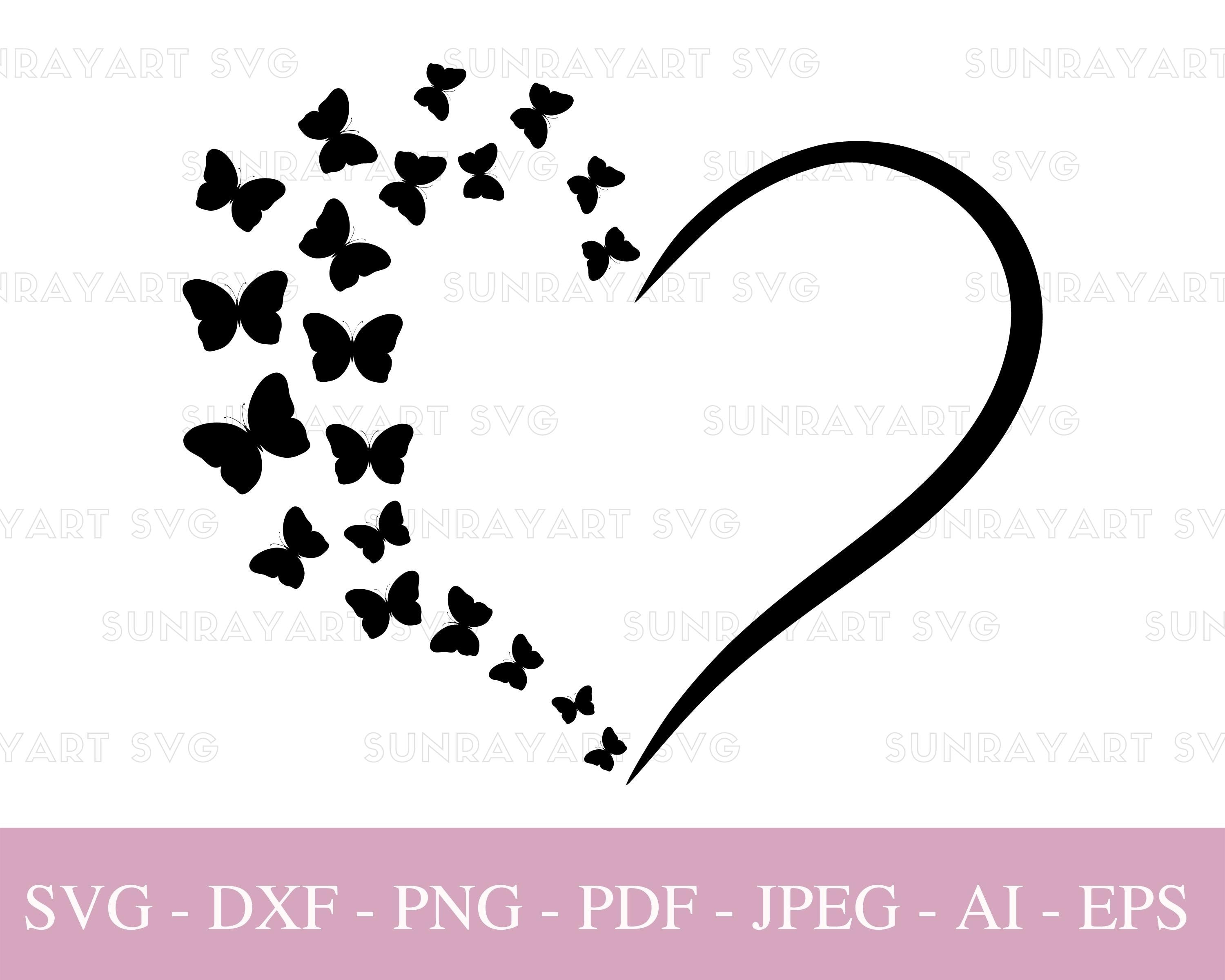 Heart Svg Files for Cricut, Valentines Heart With Butterfly, Love SVG ...