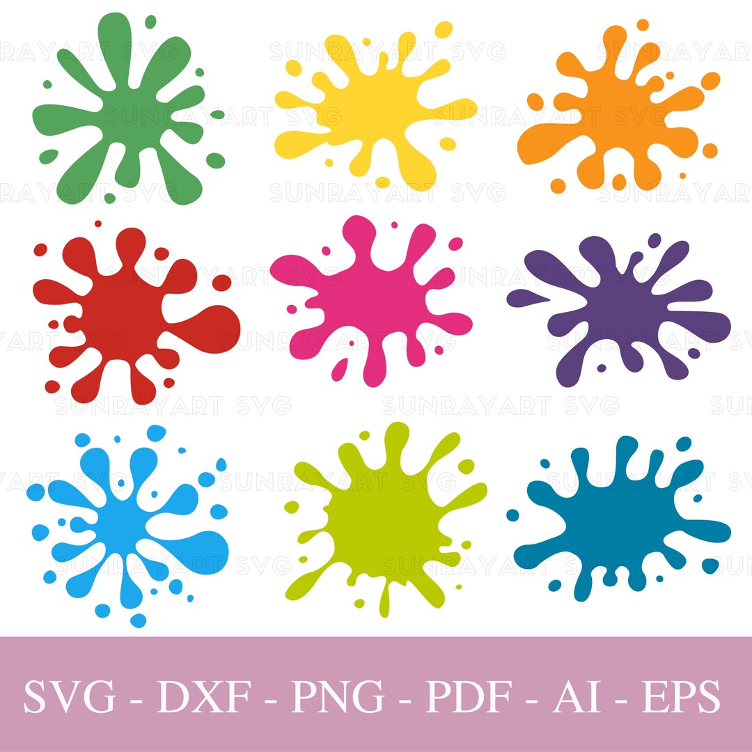 Paint Splatter SVG Files for Cricut, Splatter Multicolor Svg Bundle ...
