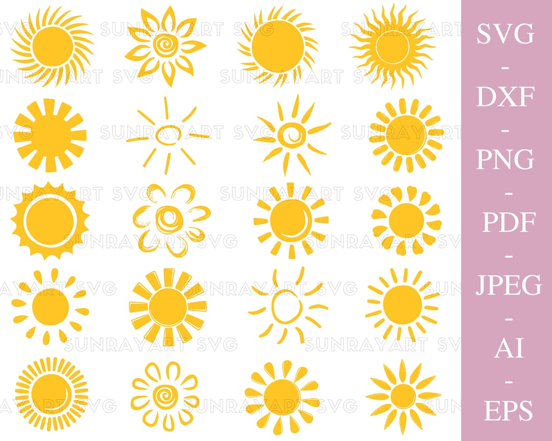 20 Sun SVG Files for Cricut, Sun SVG Bundle, Sun Png Dxf Pdf, Sun ...
