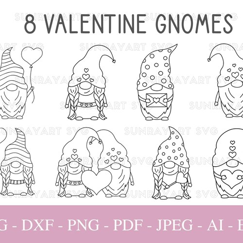 INSTANT Download. Valentine Gnomes Cut Files and Clip Art. - Etsy