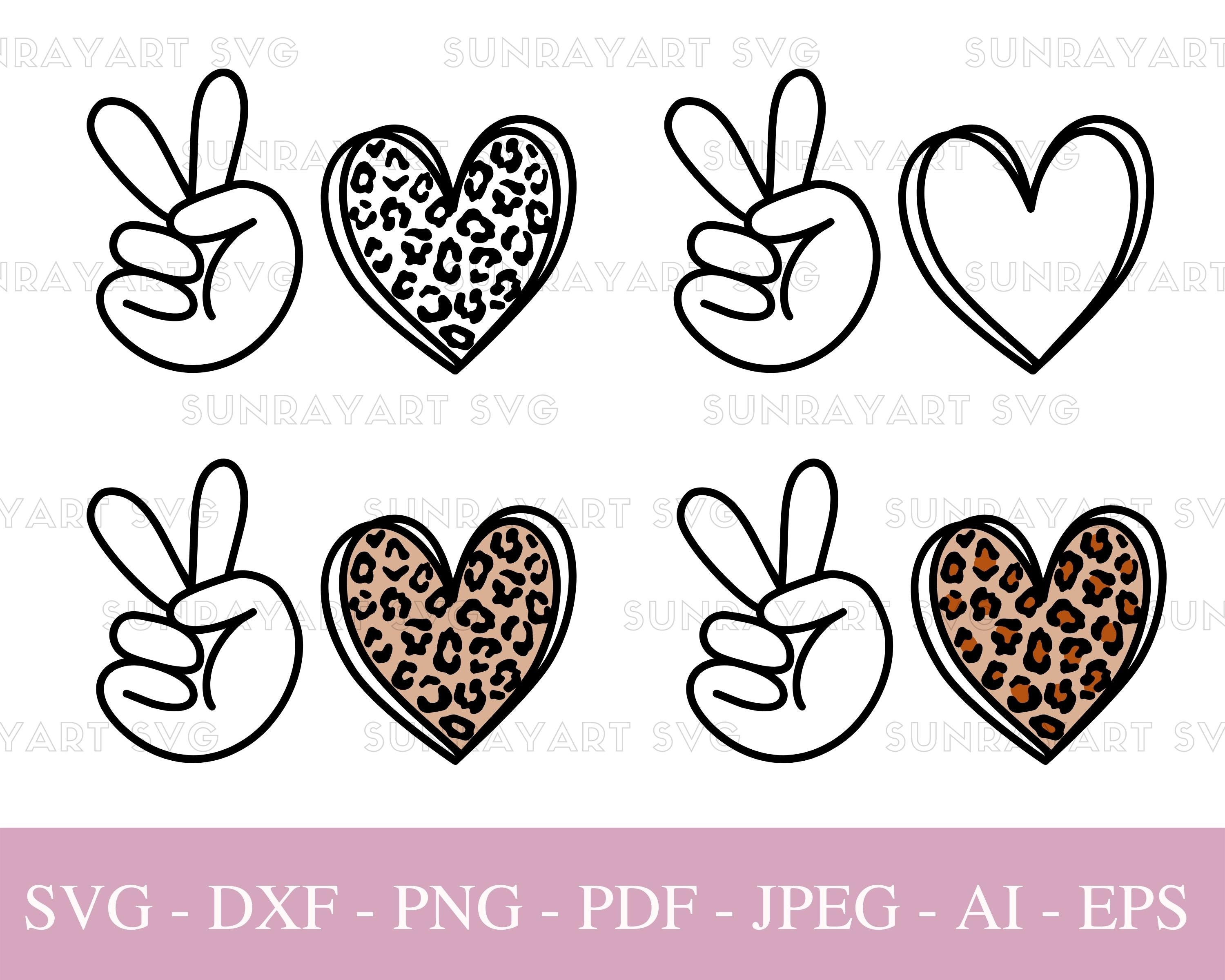 Peace Love Svg Files for Cricut Leopard Hearts PNG Love - Etsy