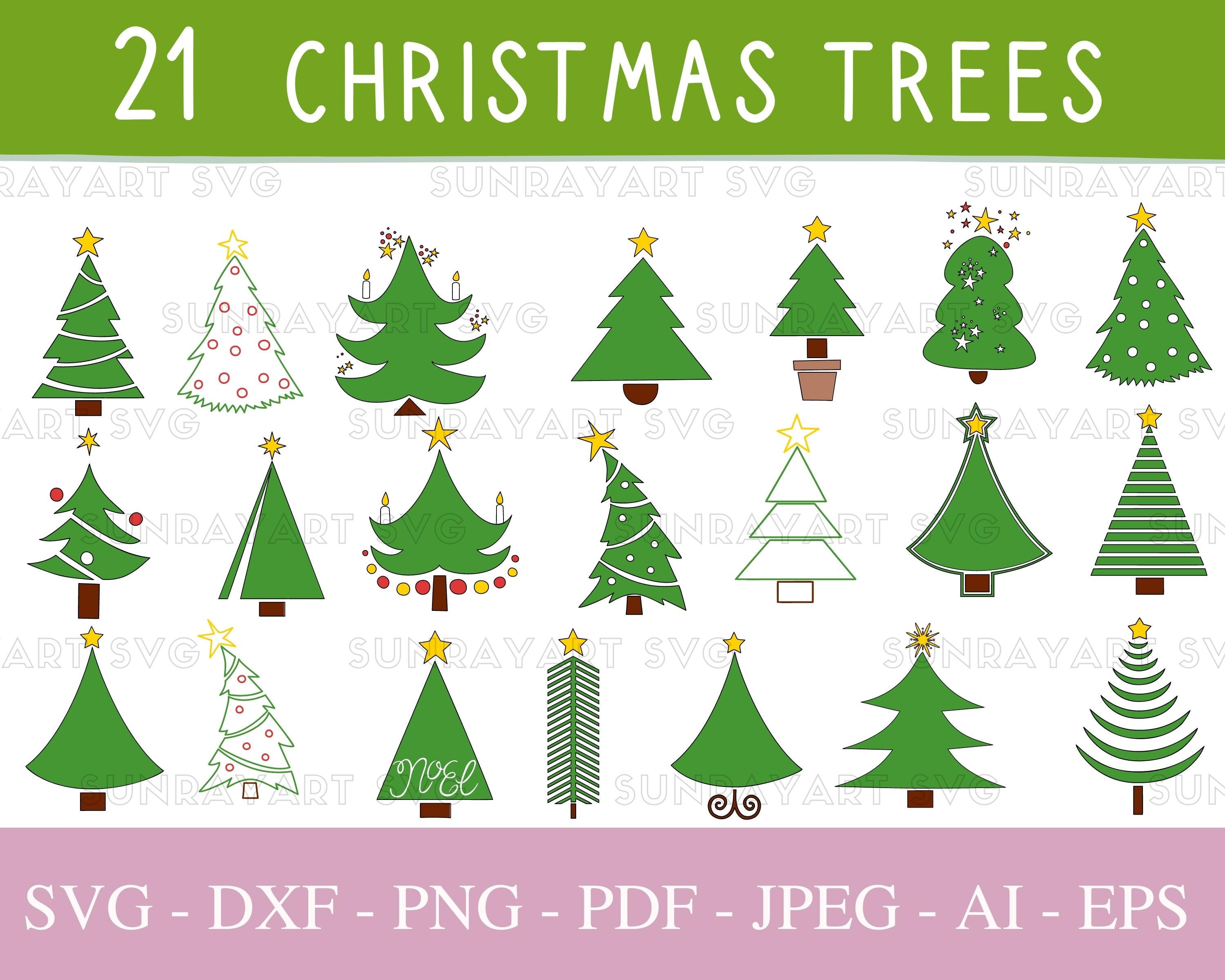 100 Christmas Trees SVG Files for Cricut, Christmas Tree Clipart Bundle ...