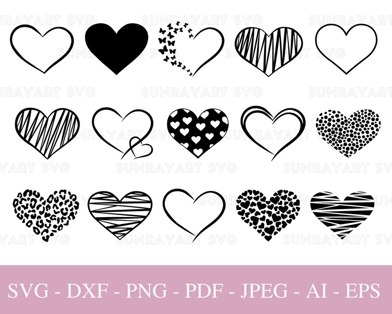 Bundle Hearts Svg Files for Cricut Valentines Day PNG Love - Etsy