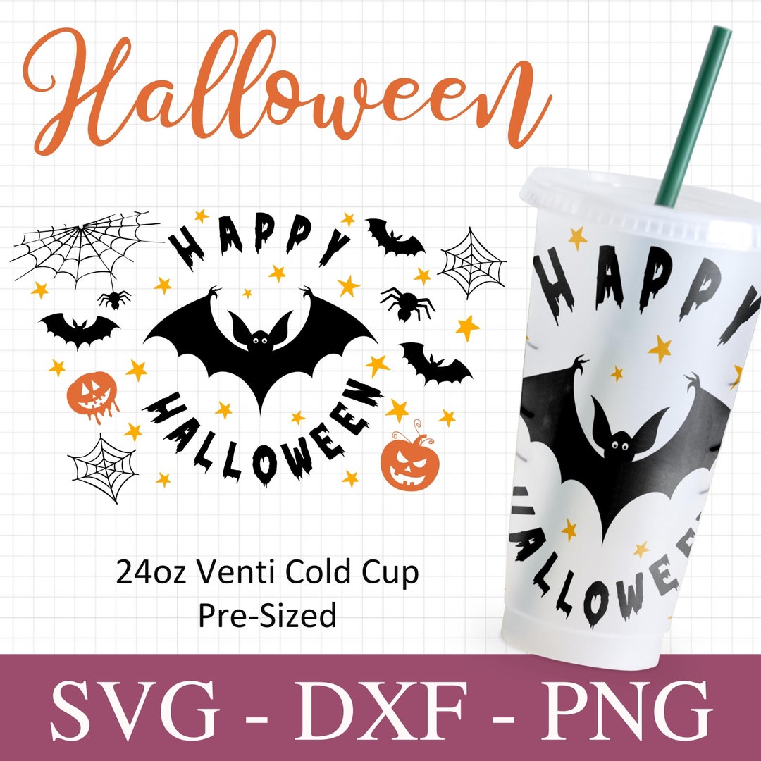 Halloween 24 Oz Venti Cold Cup Design | Bat Svg Files for Cricut ...