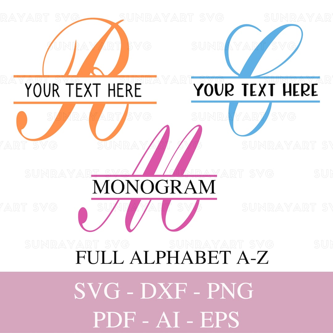 Monogram Svg Files for Cricut, Split Monogram Svg, Alphabet Monogram ...